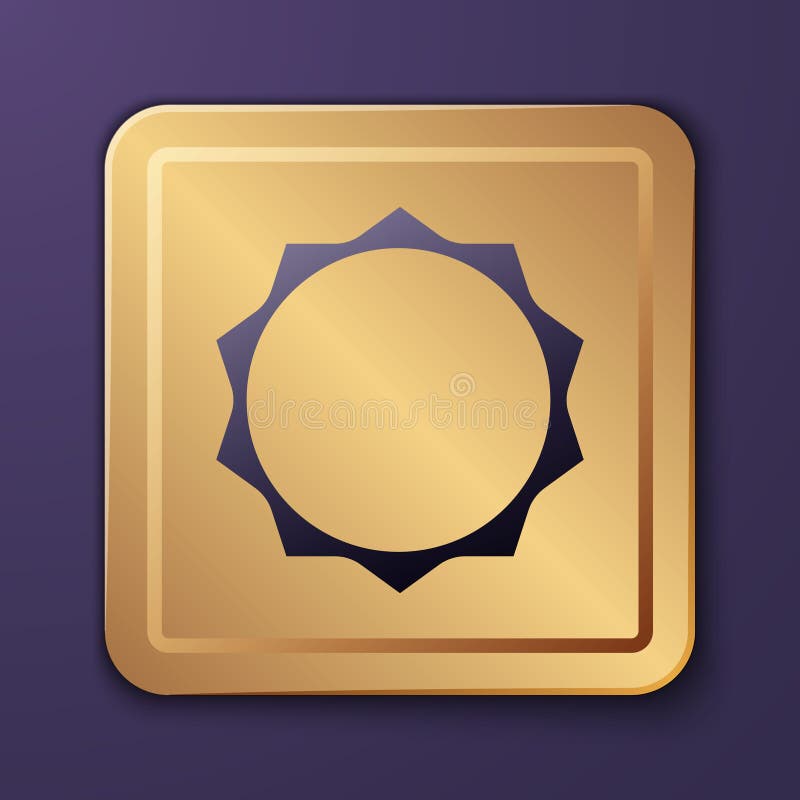 Purple Sun Icon Isolated on Purple Background. Gold Square Button Stock ...