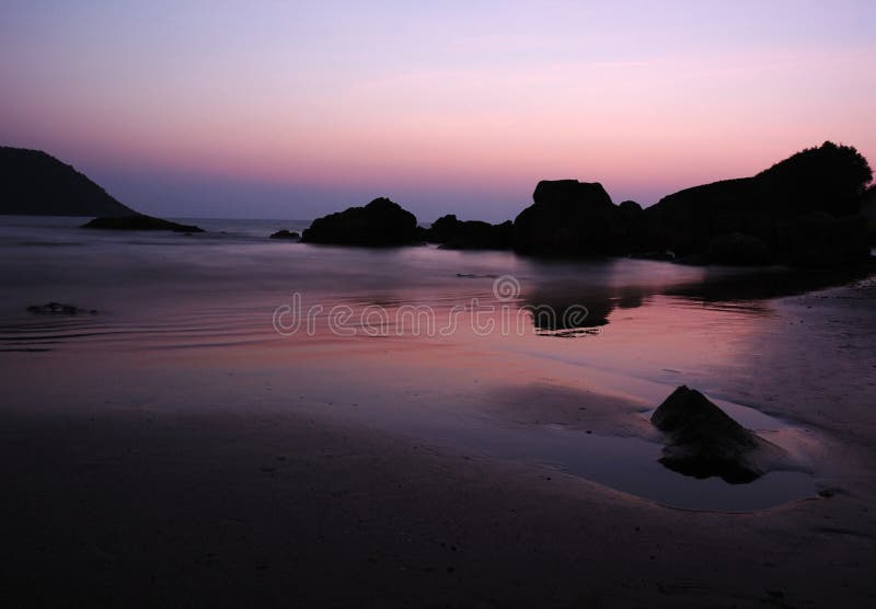 Purple Sunrise at the Indian Ocean Coast Stock Image - Image of surface ...