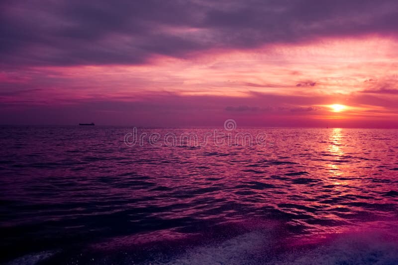 Purple Sunset Above the Sea Stock Image - Image of moody, beautiful ...