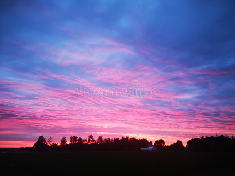 Purple Sunset in the Fields Stock Photo - Image of sunset, horizon ...
