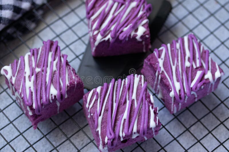 Purple Sweet Potato Brownie Cake Stock Image - Image of candy, cake ...