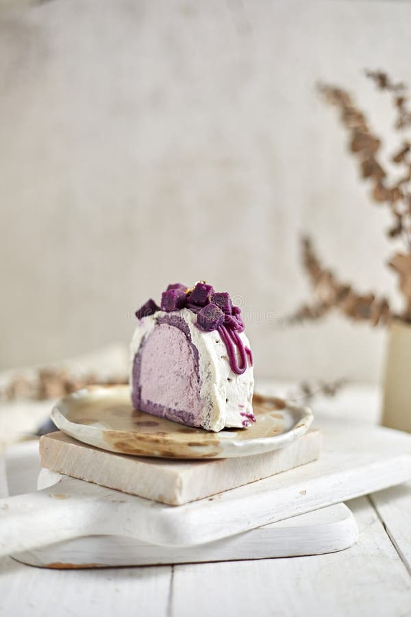 Purple Sweet Potato Roll Cake Stock Image - Image of colorful, cream ...