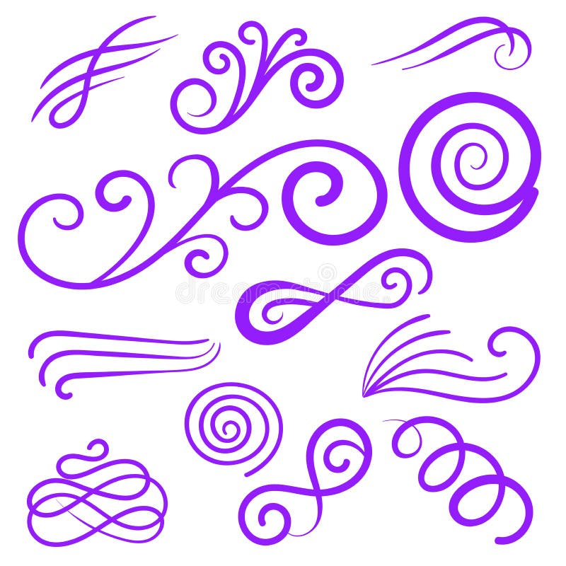 Purple Swirls Swoosh Marks with Vector Hand Drawn Highlighter Accent ...