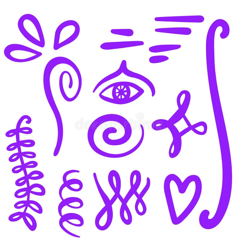 Purple Swirls Swoosh Marks with Vector Hand Drawn Highlighter Accent ...