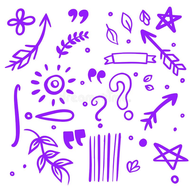 Purple Swirls Swoosh Marks with Vector Hand Drawn Highlighter Accent ...