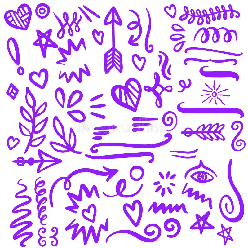 Purple Swirls Swoosh Marks with Vector Hand Drawn Highlighter Accent ...