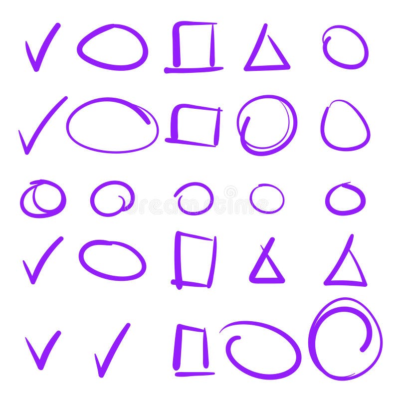 Purple Swirls Swoosh Marks with Vector Hand Drawn Highlighter Accent ...