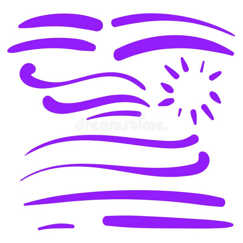Purple Swirls Swoosh Marks with Vector Hand Drawn Highlighter Accent ...