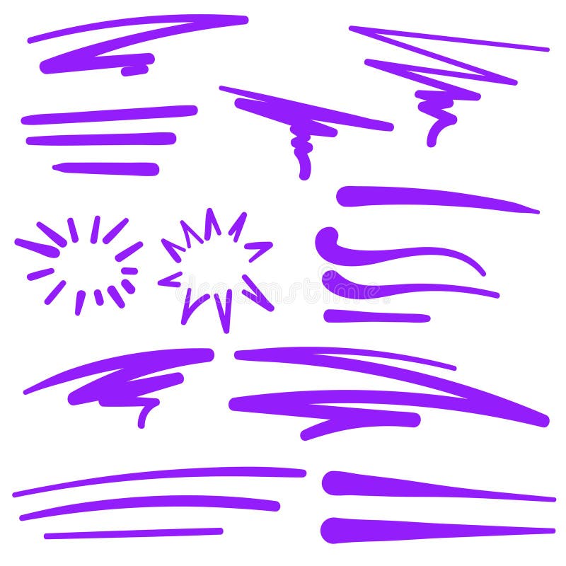 Purple Swirls Swoosh Marks with Vector Hand Drawn Highlighter Accent ...