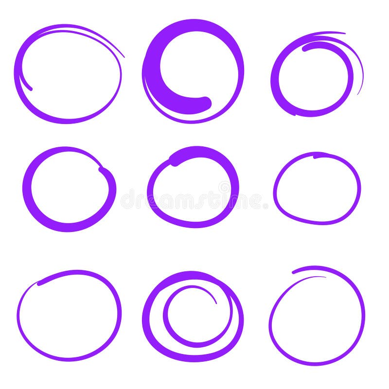 Purple Swirls Swoosh Marks with Vector Hand Drawn Highlighter Accent ...