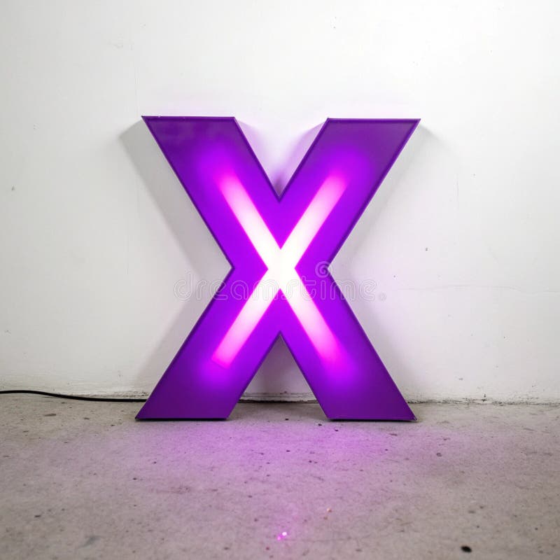 Purple Symbol with Glow, Letter X Isolated on Transparent Background ...