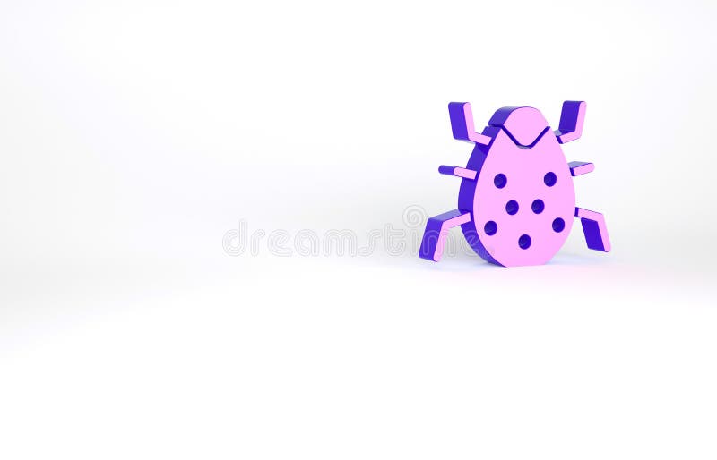 Purple System Bug Concept Icon Isolated on White Background. Code Bug ...