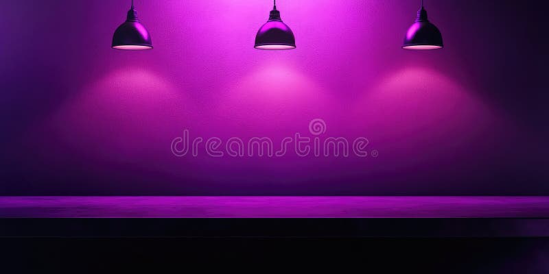 Purple Table in Spotlight: Minimalist Design and Monochromatic Setting ...