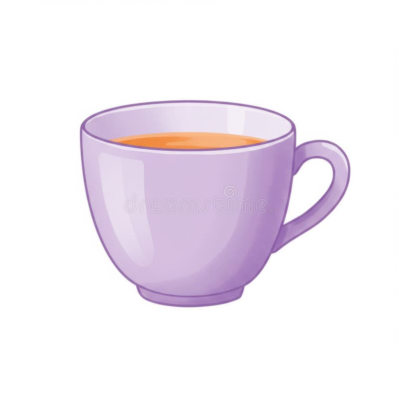 Purple Tea Cup Illustration Stock Illustration - Illustration of cute ...