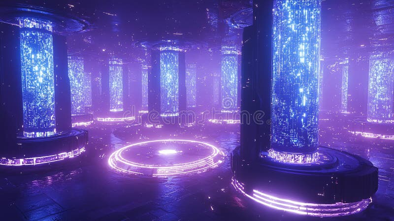 Purple Technological Sense of Future Scene Stock Illustration ...