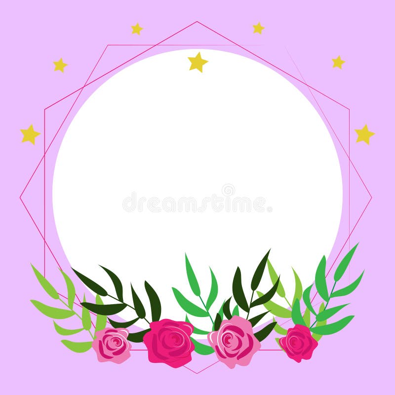 Purple Colored Circle Shape Text Frame Surrounded with Assorted Flowers ...