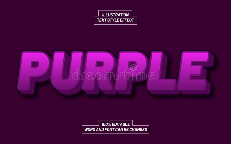 Purple Color Text Style Effect Stock Vector - Illustration of isolated ...