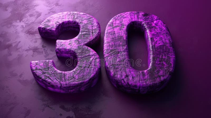 Purple Textured Number 30 on Purple Background Stock Image - Image of ...