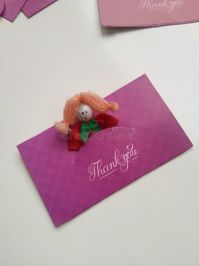 Purple Thank You Card with Elegant Script and Heart Design Stock Photo ...