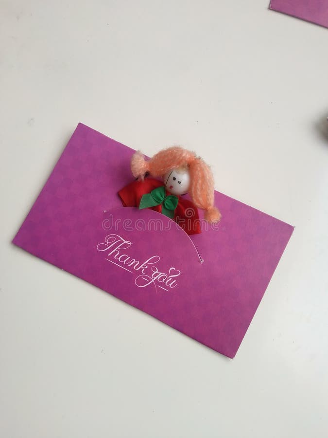 Purple Thank You Card with Elegant Script and Heart Design Stock Photo ...