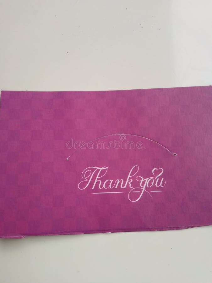 Purple Thank You Card with Elegant Script and Heart Design Stock ...