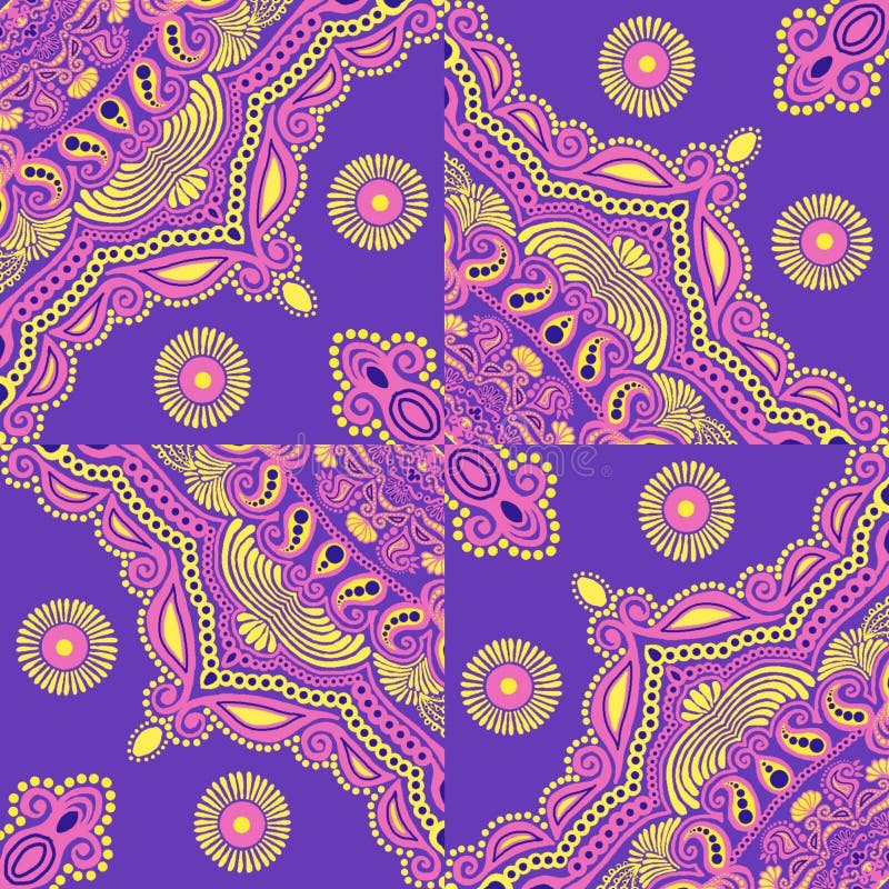 Purple Theme Detailed Mandala Stock Illustration - Illustration of ...