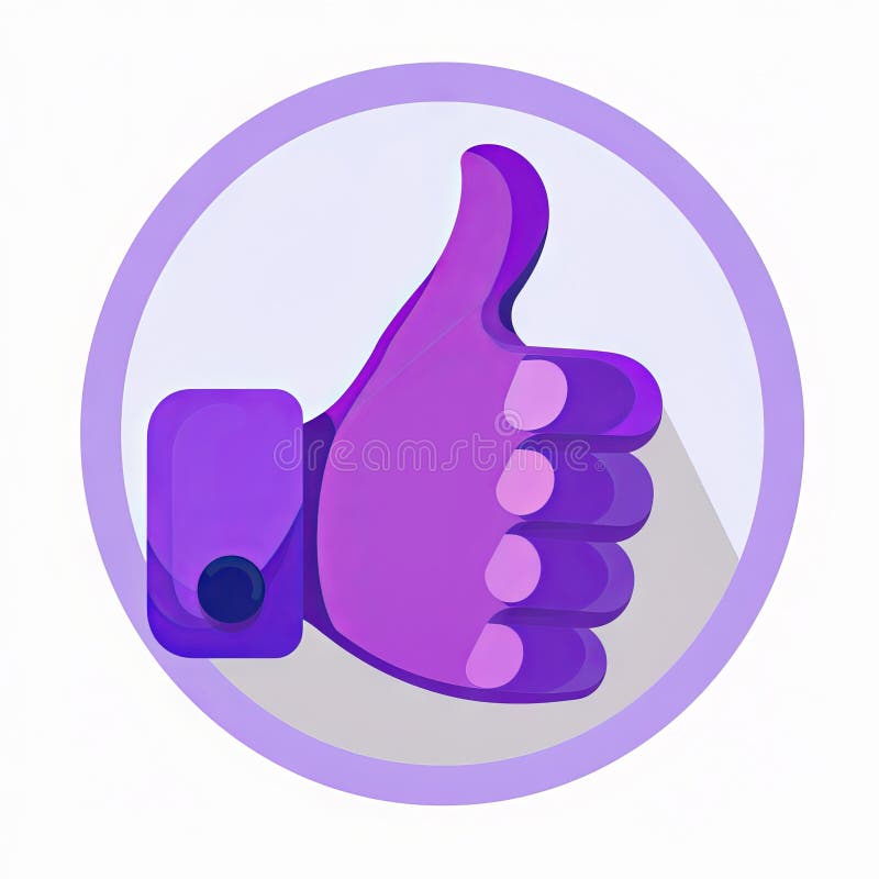 A Purple Thumbs Up Icon with a Long Shadow Stock Photo - Image of point ...