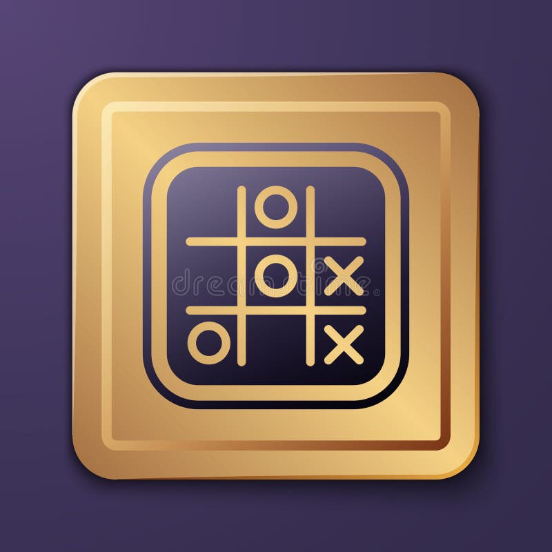 Purple Tic Tac Toe Game Icon Isolated on Purple Background. Gold Square ...