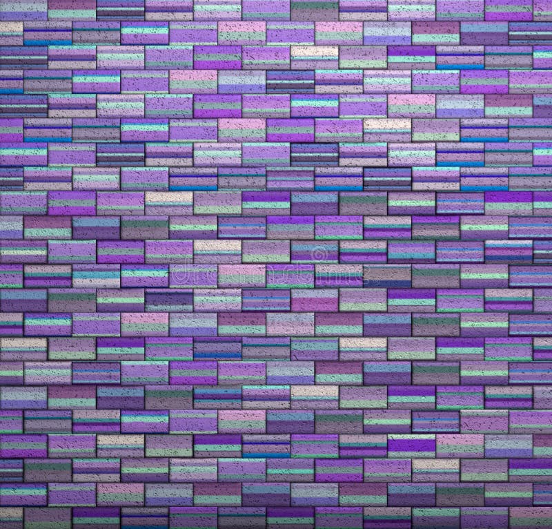 Purple Tile Mosaic Wall Floor Grunge Stone 3d Render Stock Illustration ...