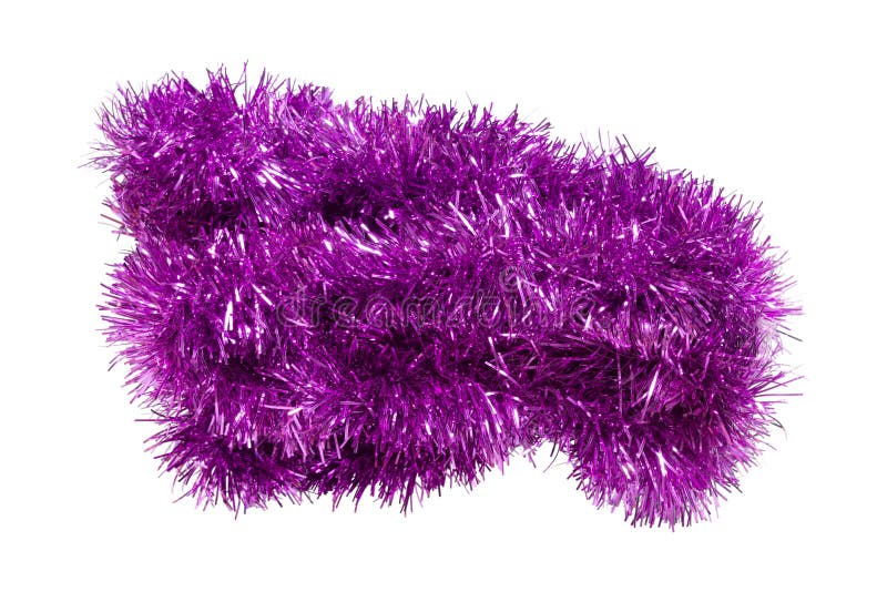 Purple tinsel isolated stock photo. Image of christmas - 243378128