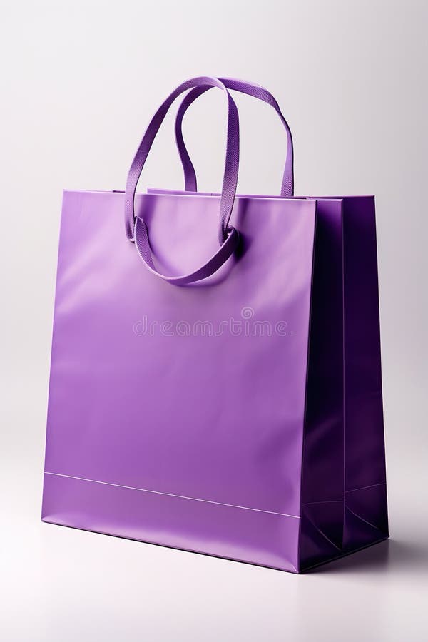 Purple Tones Paper Bag Mock-up Isolated on White. Stock Illustration ...