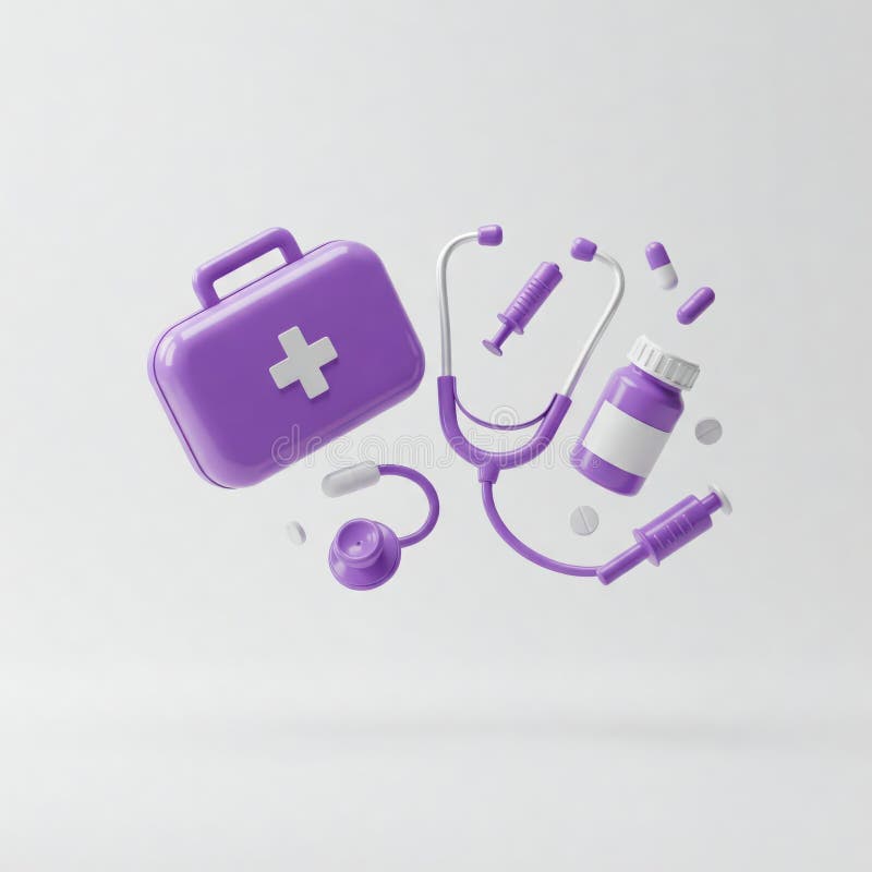 Purple Toy Doctor Kit with Stethoscope Stock Photo - Illustration of ...