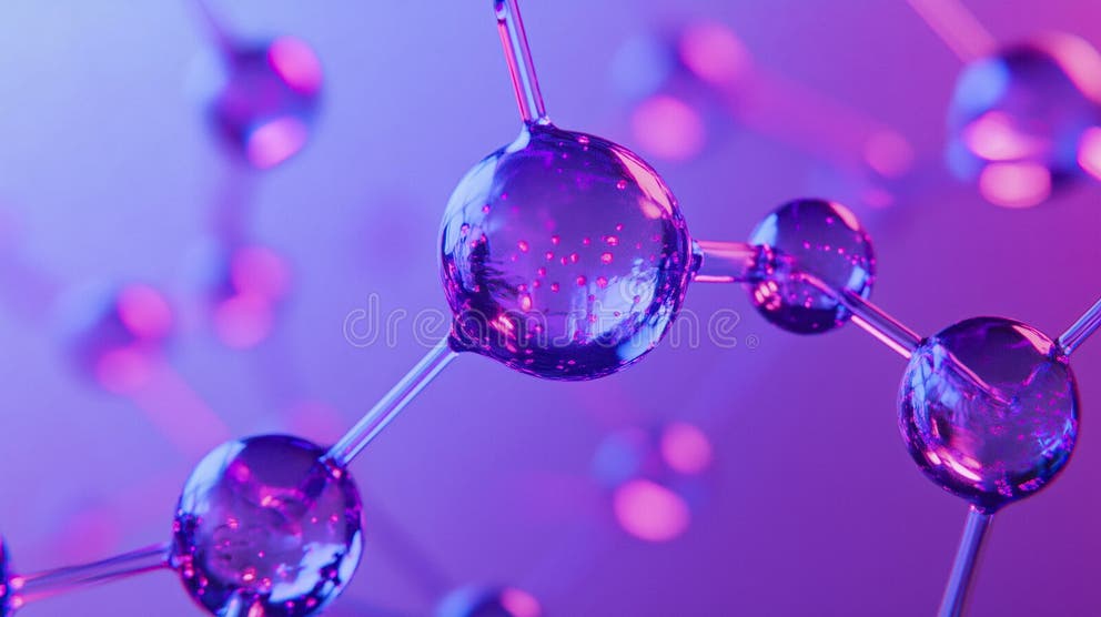 Purple Transparent Molecule Model Over Purple Stock Photo - Image of ...