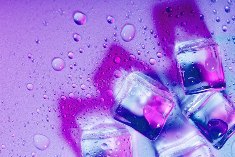 Purple Transparent Realistic Ice Cube Reflection Blocks Composition on ...