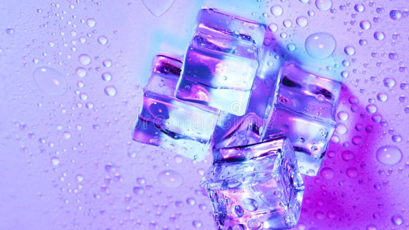 Purple Transparent Realistic Ice Cube Reflection Blocks Composition on ...