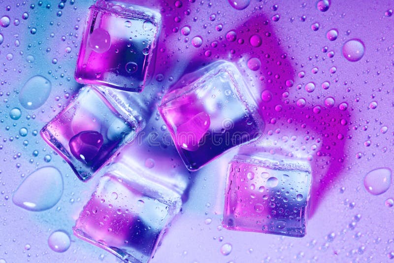 Purple Transparent Realistic Ice Cube Reflection Blocks Composition on ...