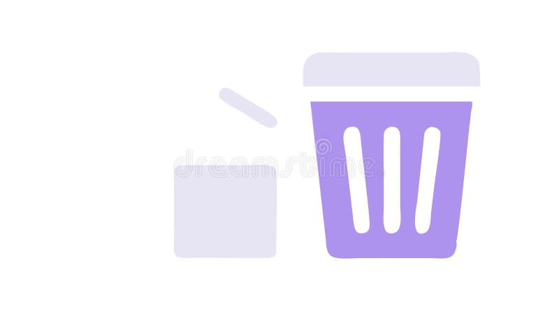Purple Trash Bin Flat Icon for Garbage or Waste Disposal, Vector Design ...