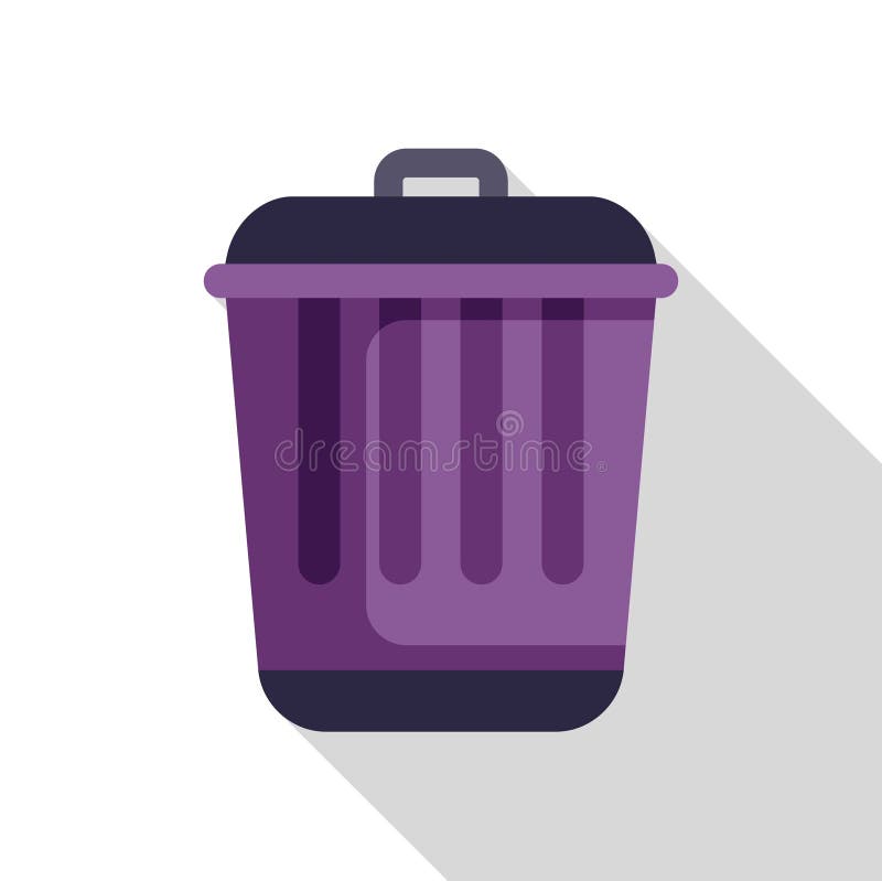 Purple Trash Can Standing with Closed Lid Stock Illustration ...