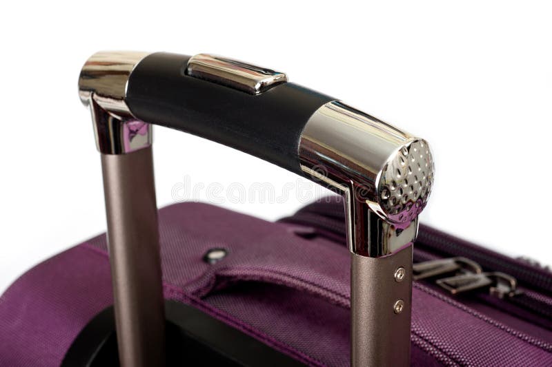 Purple Travel Suitcase with Metal Folding Handle and on Wheels Stock ...