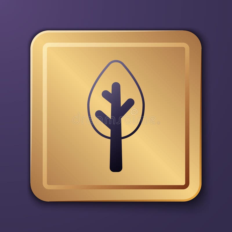 Purple Tree Icon Isolated on Purple Background. Forest Symbol. Gold ...