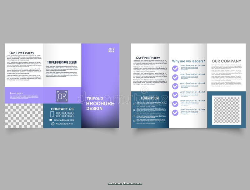Purple Trifold Brochure. Leaflet Brochure Template. Creative, and ...