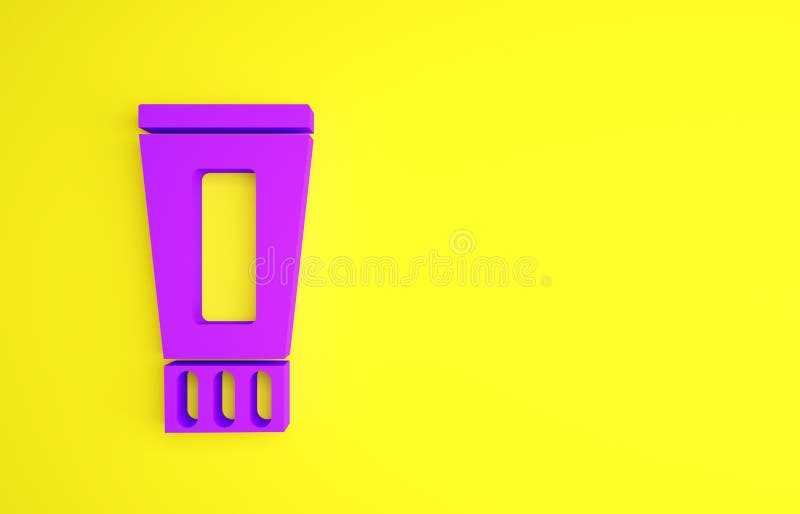 Purple Tube of Toothpaste Icon Isolated on Yellow Background ...