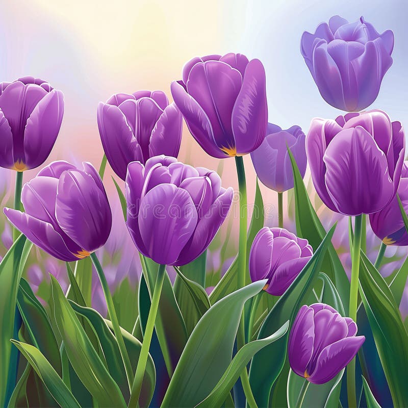 Purple tulips outdoor stock illustration. Illustration of bunch - 316318231