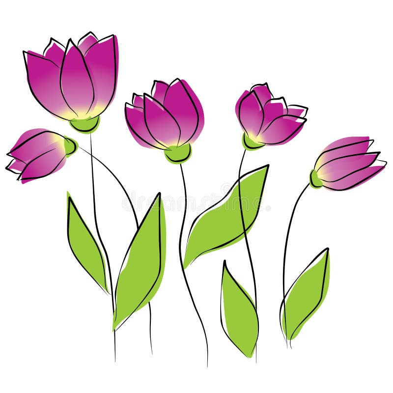 Purple Tulips, Vector Illustration Stock Vector - Illustration of ...