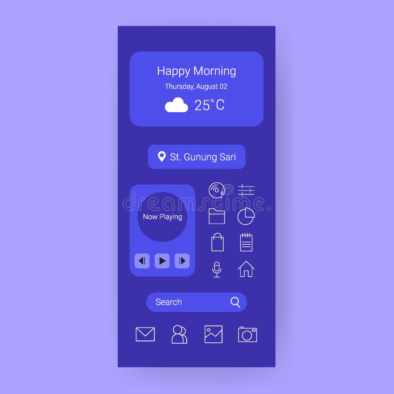 Purple User Interface Home Screen Mobile App Stock Vector ...