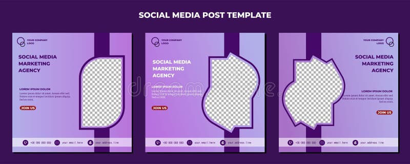 Purple Vector Social Media Post Template, Vector Art Illustration and ...
