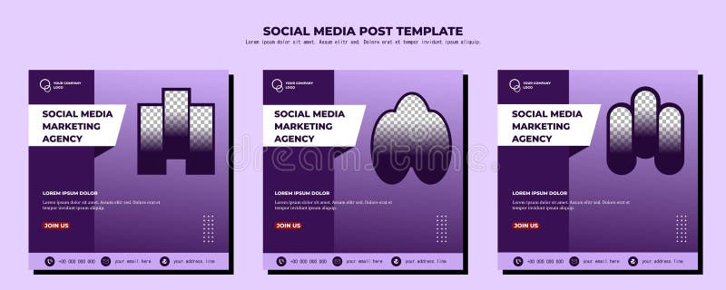 Purple Vector Social Media Post Template, Vector Art Illustration and ...