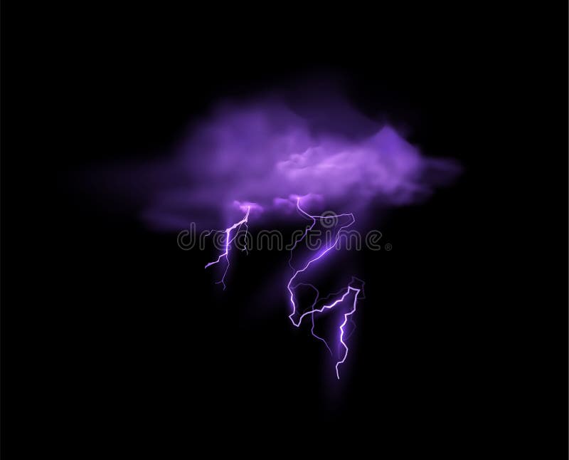 Purple Vector Thundercloud with Smog and Lightning. Stock Vector ...