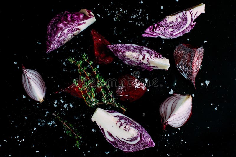 Purple Vegetables on the Dark Surface Stock Photo - Image of vegetarian ...