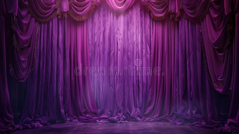 Purple Velvet Curtains on Stage Ready for a Performance in a Theater ...